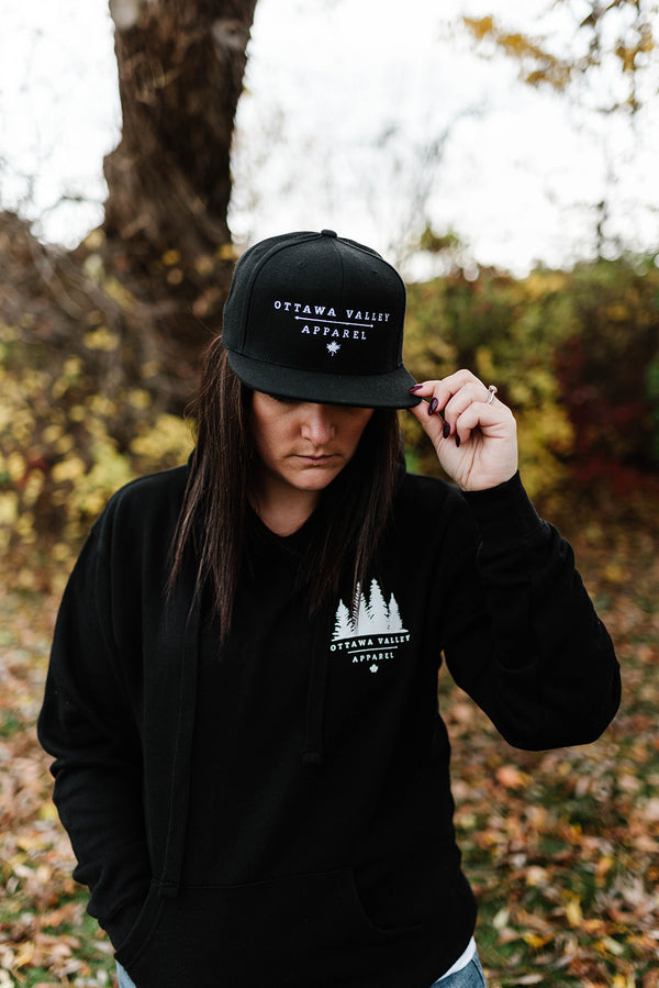OVA Logo Snap Back Hat - Black - Ottawa Valley Apparel